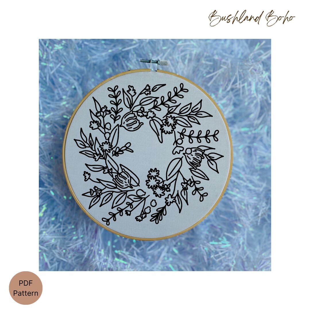 Australian Christmas Wreath, Native Australian Flora, Hand Embroidery ...