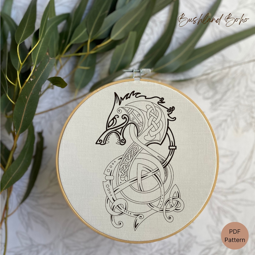 Viking Dragon Embroidery Pattern: Beginner Hand Stitch (digital ...
