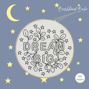 Dream Big Hand Embroidery Pattern – Nursery Decor (PDF Download) - Etsy