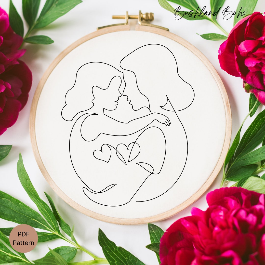 Mother & Child Hand Embroidery Design – Simple DIY Pattern (PDF) - Etsy