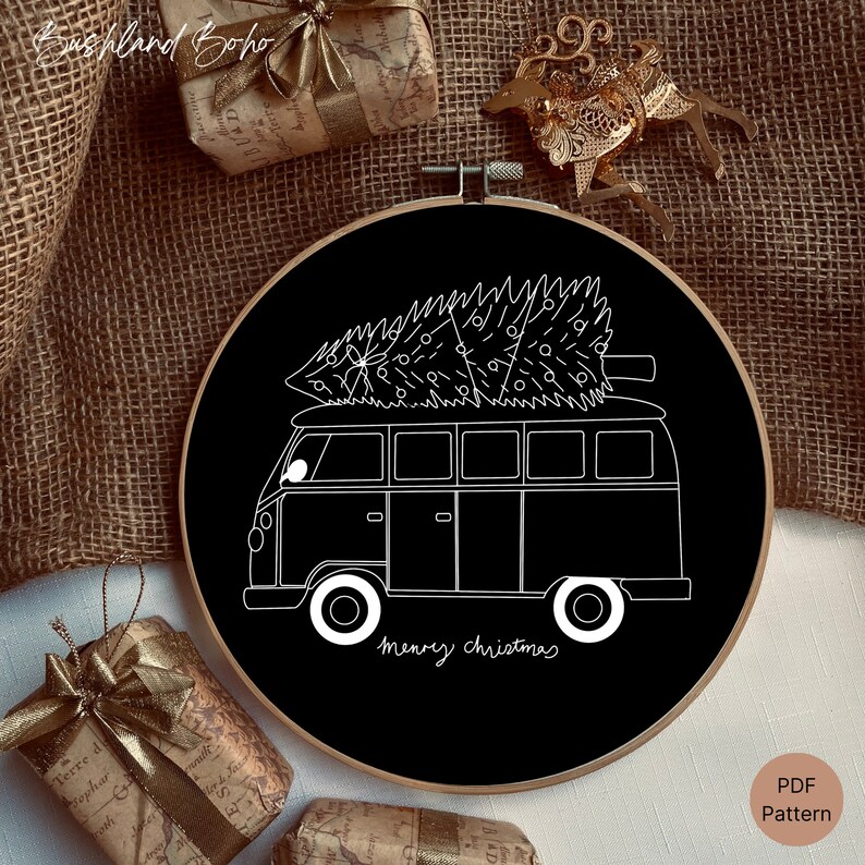 VW Camper Christmas, Van Life, Volkswagen Combi, Hand Embroidery ...
