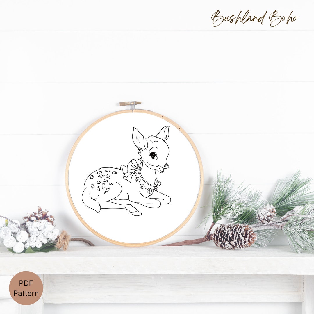 Christmas Fawn/reindeer: Hand Embroidery Pattern. Instant Digital PDF ...