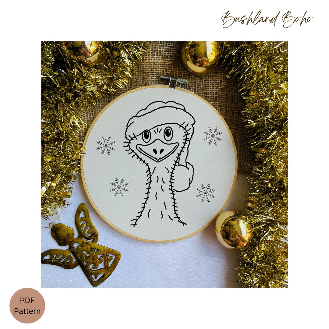 Australian Christmas Emu Craft, Hand Embroidery Pattern, Instant ...