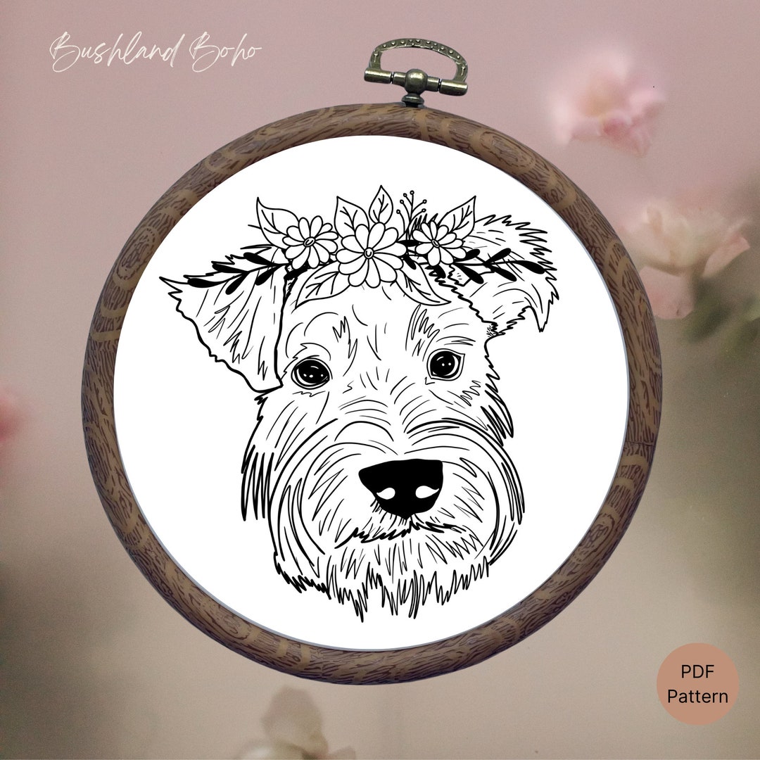 Miniature Schnauzer Embroidery Pattern – Boho Dog Design (PDF Pattern ...