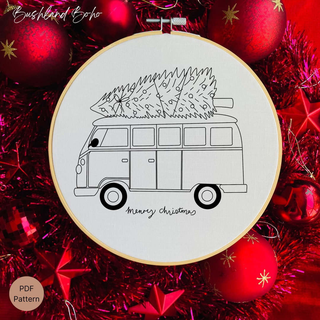 VW Camper Christmas, Van Life, Volkswagen Combi, Hand Embroidery ...