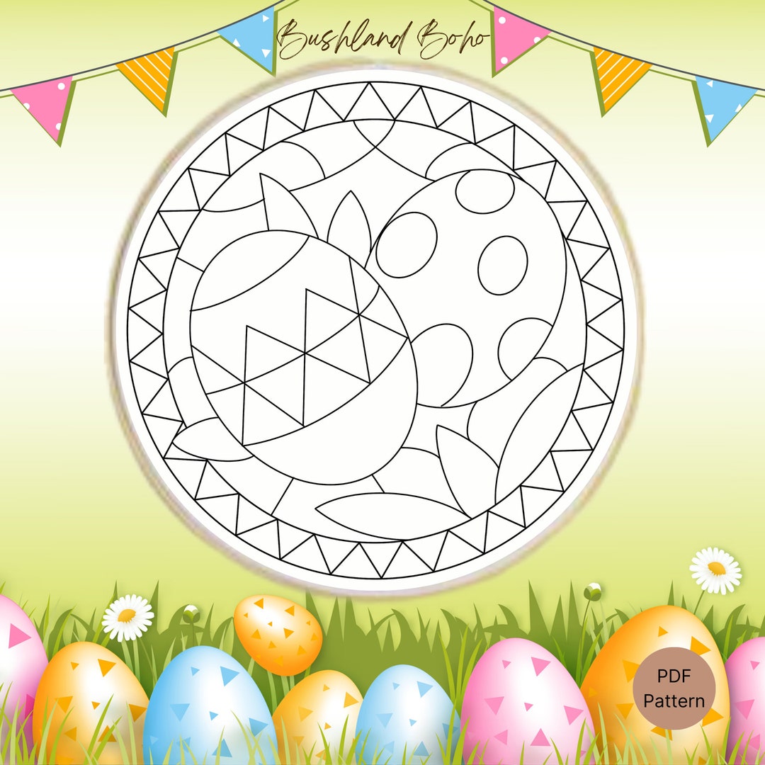 Easter Eggs Stained Glass Hand Embroidery Pattern, Instant Digital ...