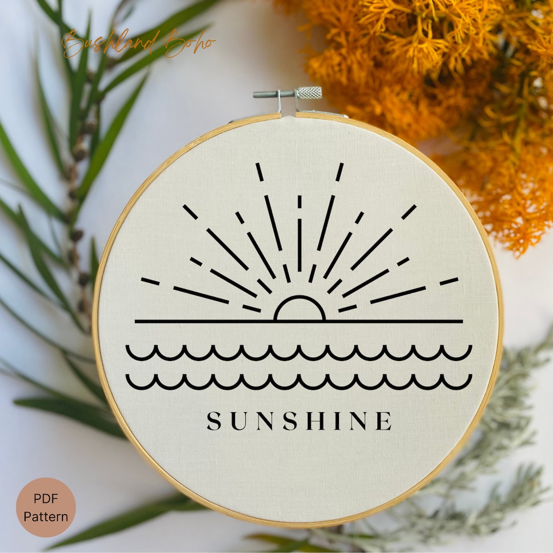 Sunset Embroidery Pattern – Modern Sunshine Design (PDF Download) - Etsy