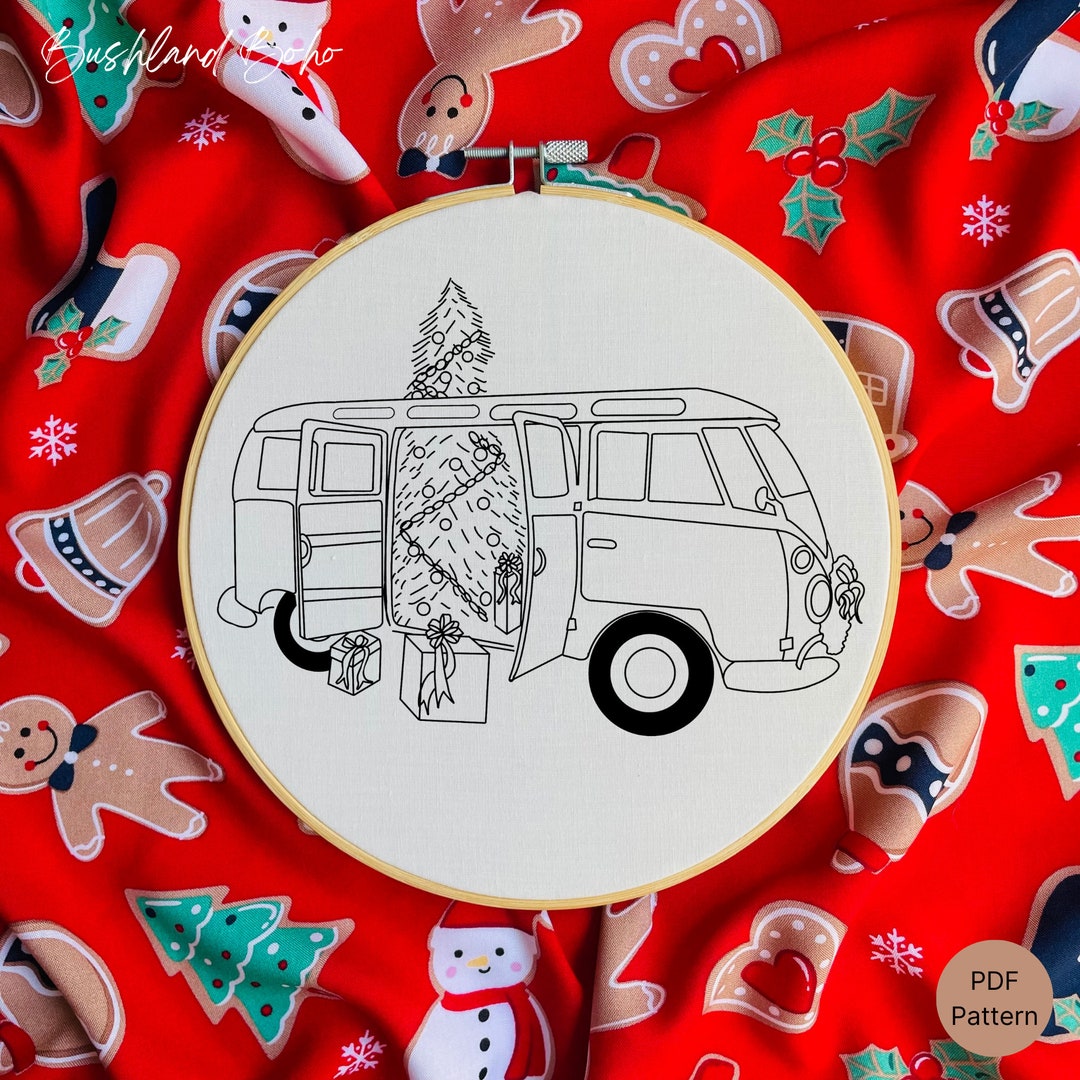 VW Camper Christmas, Van Life, Volkswagen Combi, Hand Embroidery ...