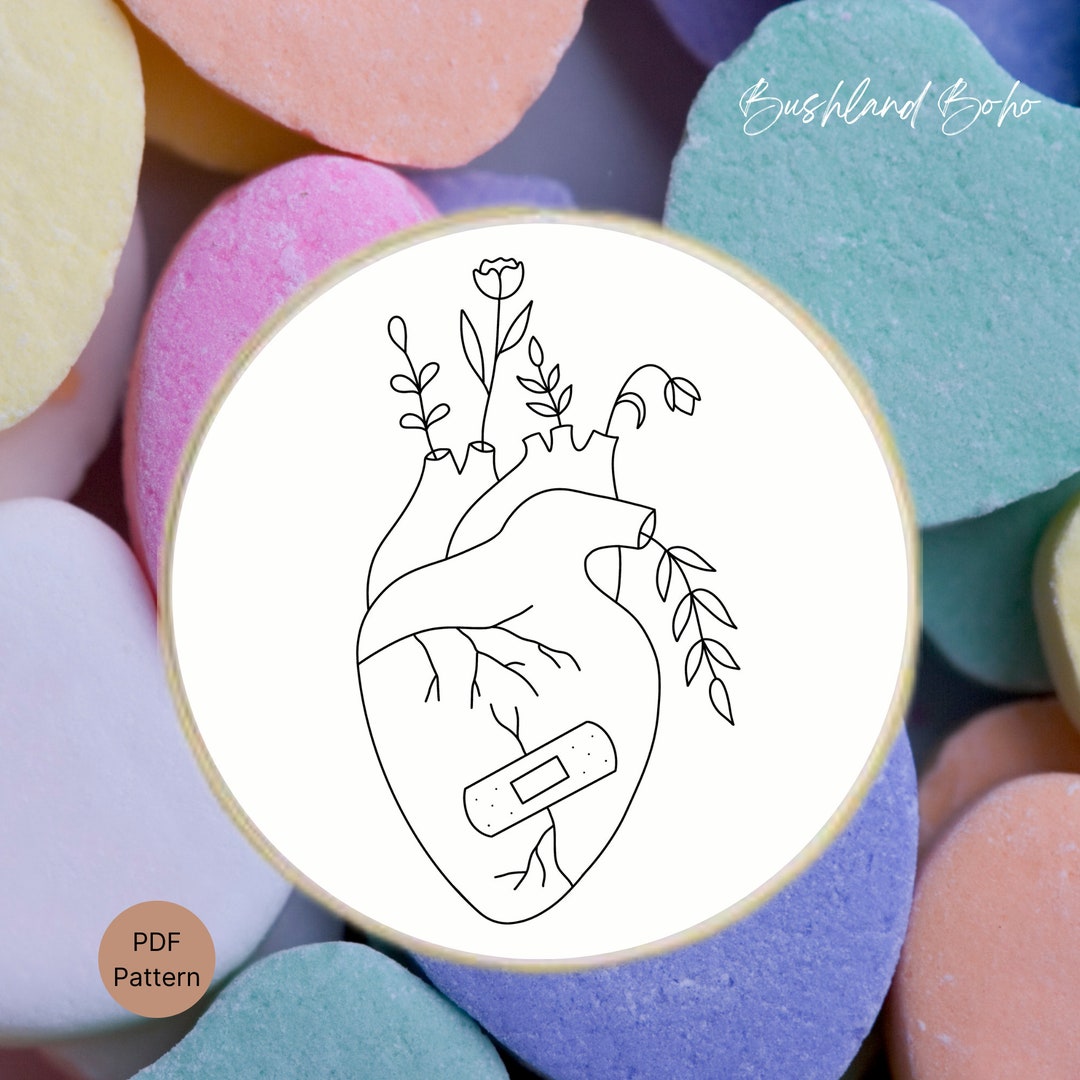 Heart Healing Hand Embroidery Pattern - Beginner DIY (PDF Pattern) - Etsy