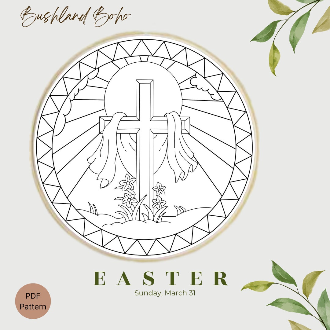 Easter Cross Stained Glass Hand Embroidery Pattern (digital Download ...