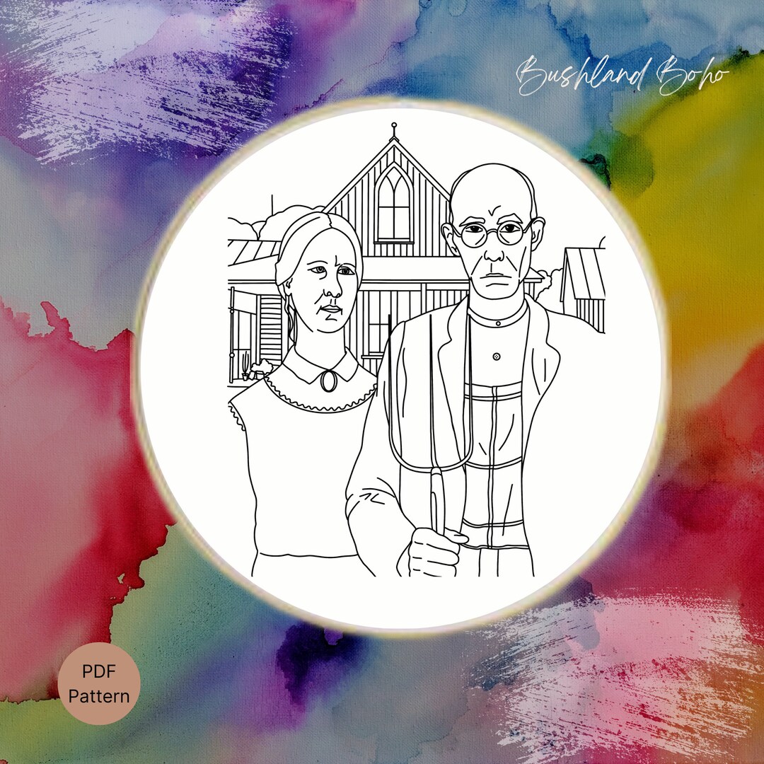 American Gothic - Grant Wood, Art Lover: Hand Embroidery Pattern ...