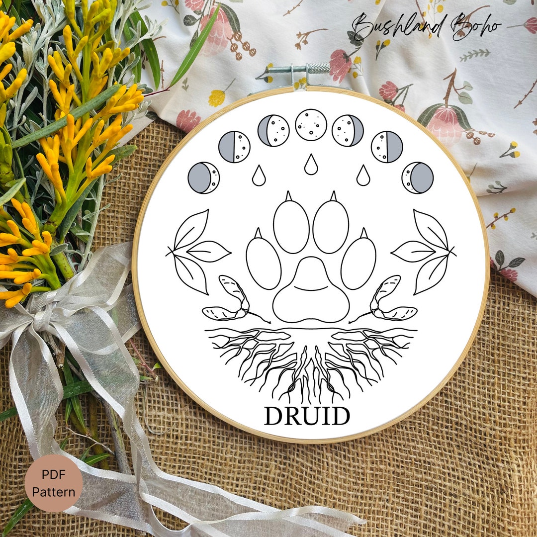 Druid - Trpg - Dnd - Hand Embroidery Pattern, Instant Digital Download, Sizes 3/4/5/6/7/8" Ideal ...
