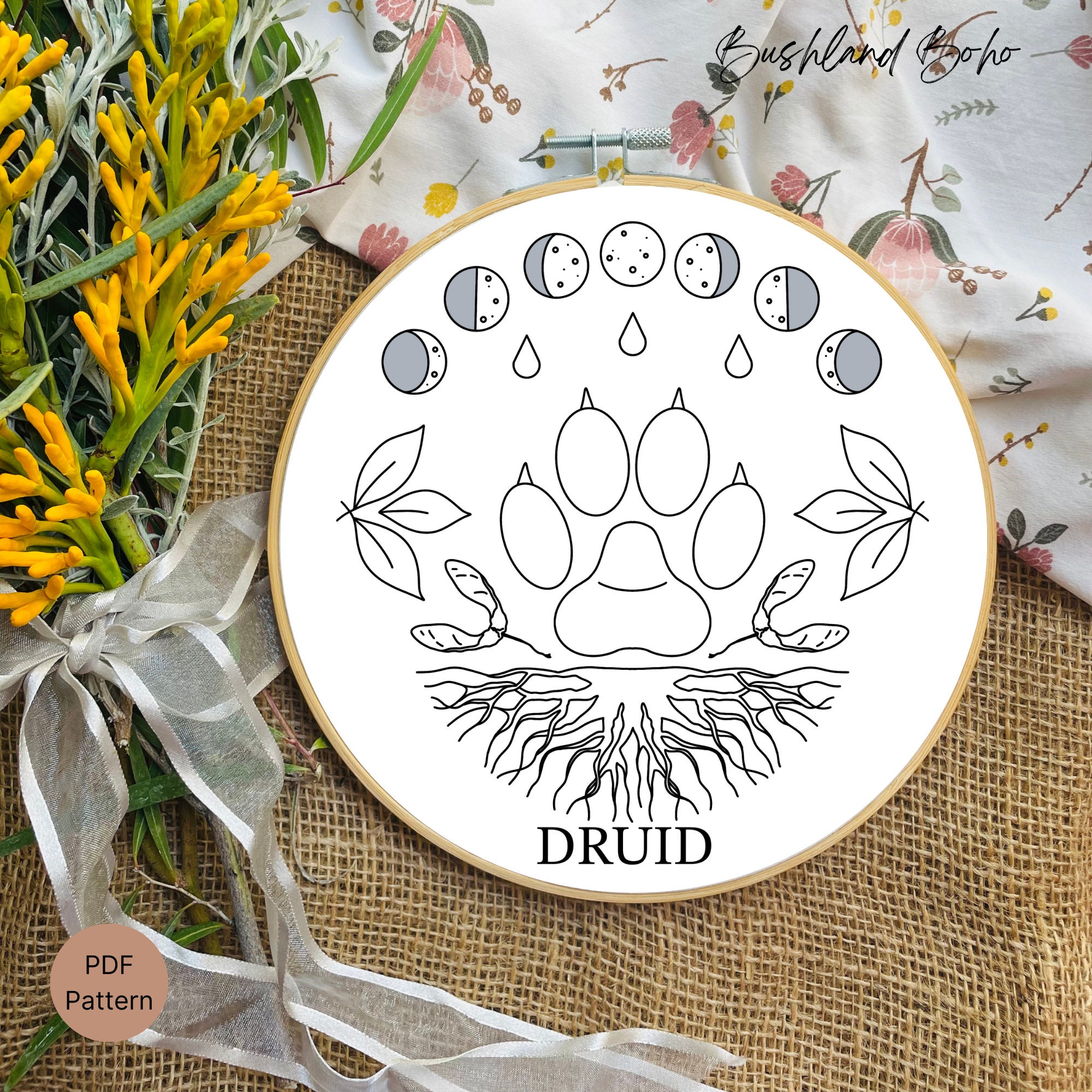 Druid - Trpg - Dnd - Hand Embroidery Pattern, Instant Digital Download ...