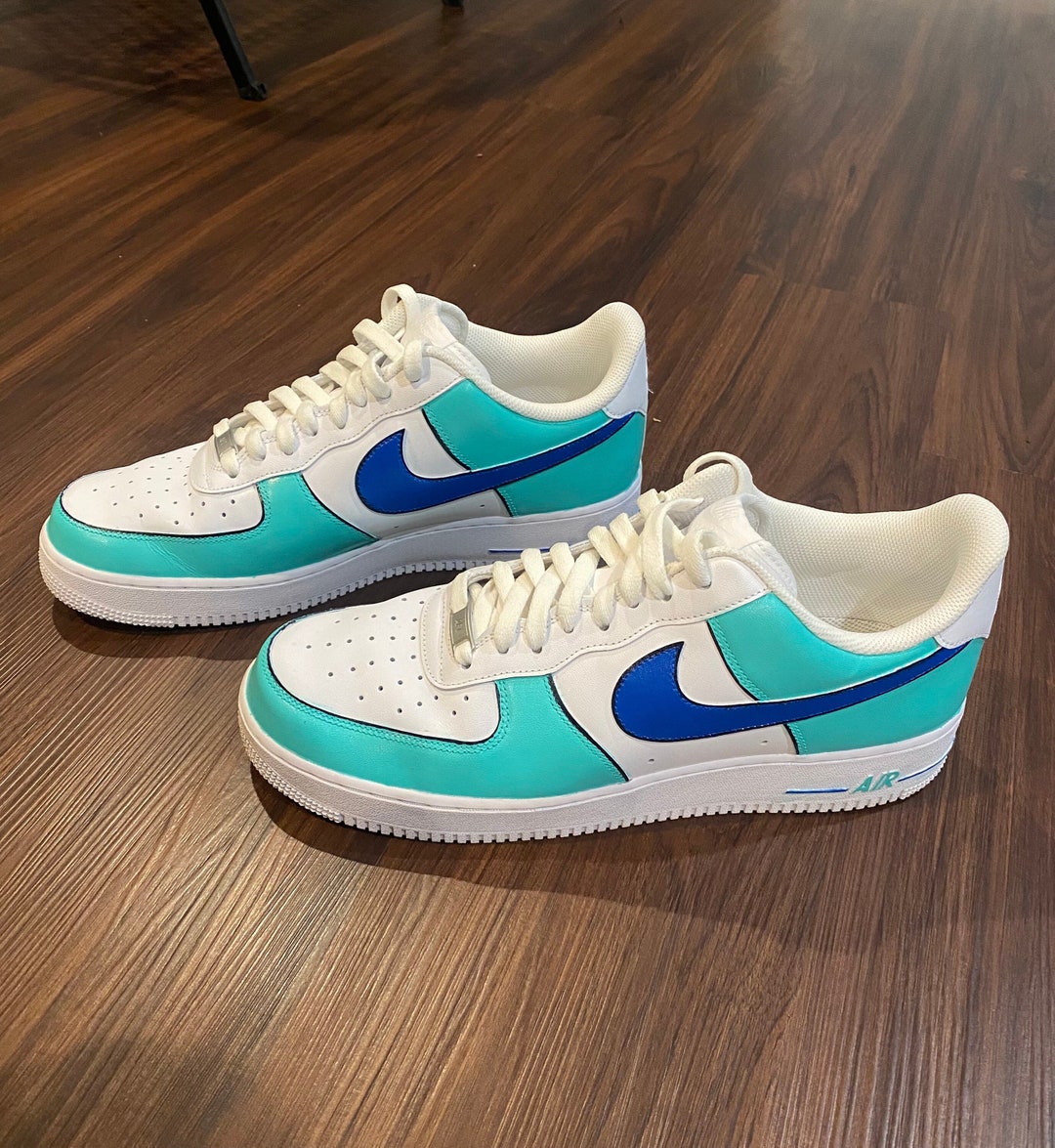 CUSTOM AF1 - Blue and Green Outlined in Black - Etsy