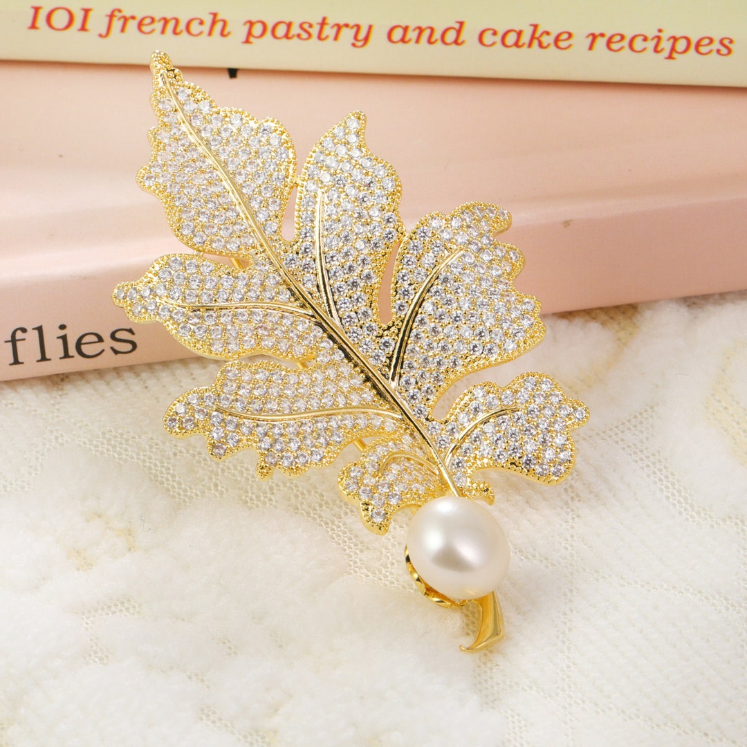 Plant Brooch/ladies Brooch/elf Brooch/exquisite Brooch/gold Leaf Pearl ...