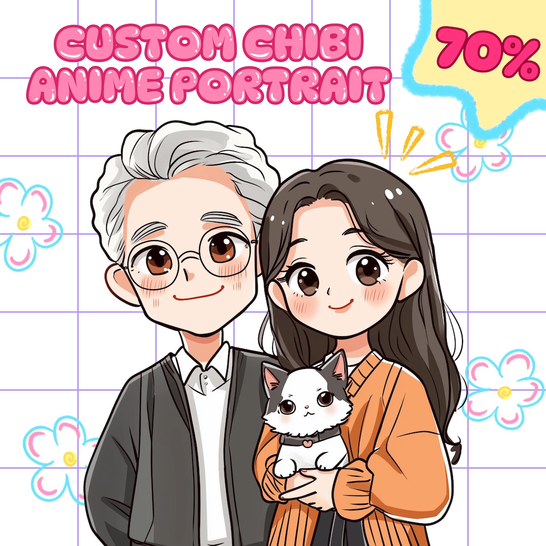 Custom Chibi Anime Portrait, Personalized Gifts Potrait, Custom Couple ...