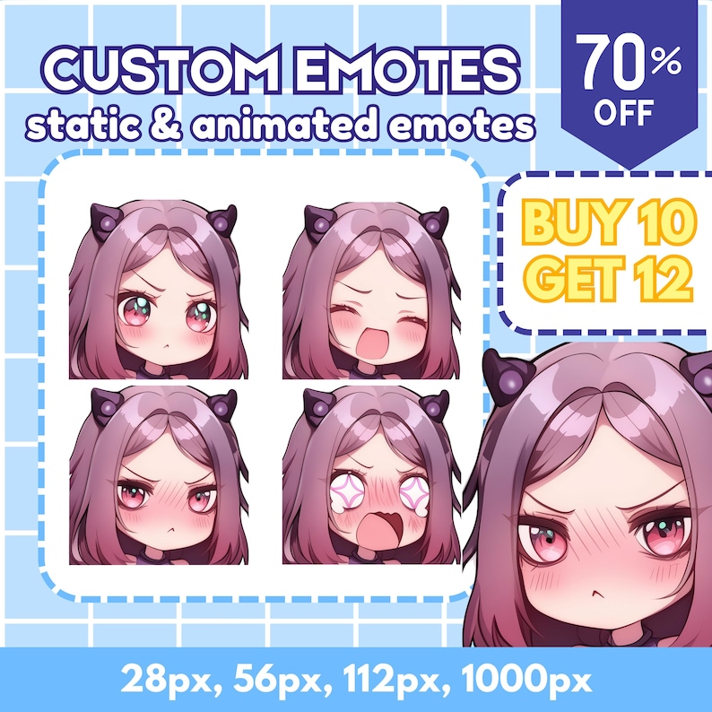 Custom Twitch Emotes, Animated Emotes, Vtuber Emotes, Kick Emotes, Sub ...