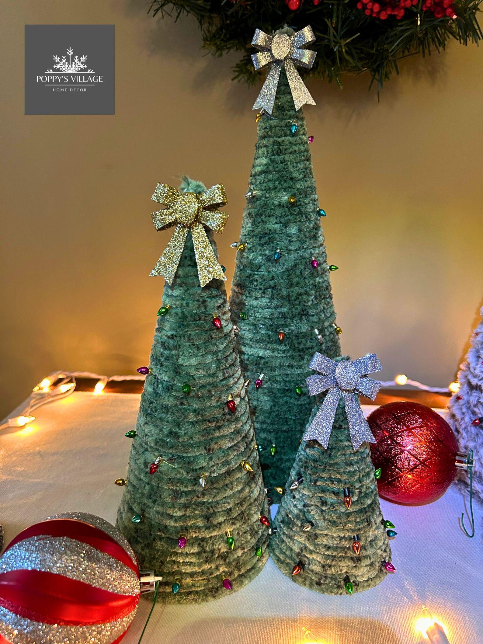 Holiday Yarn Trees | Christmas Trees With Lights, Decor - Etsy
