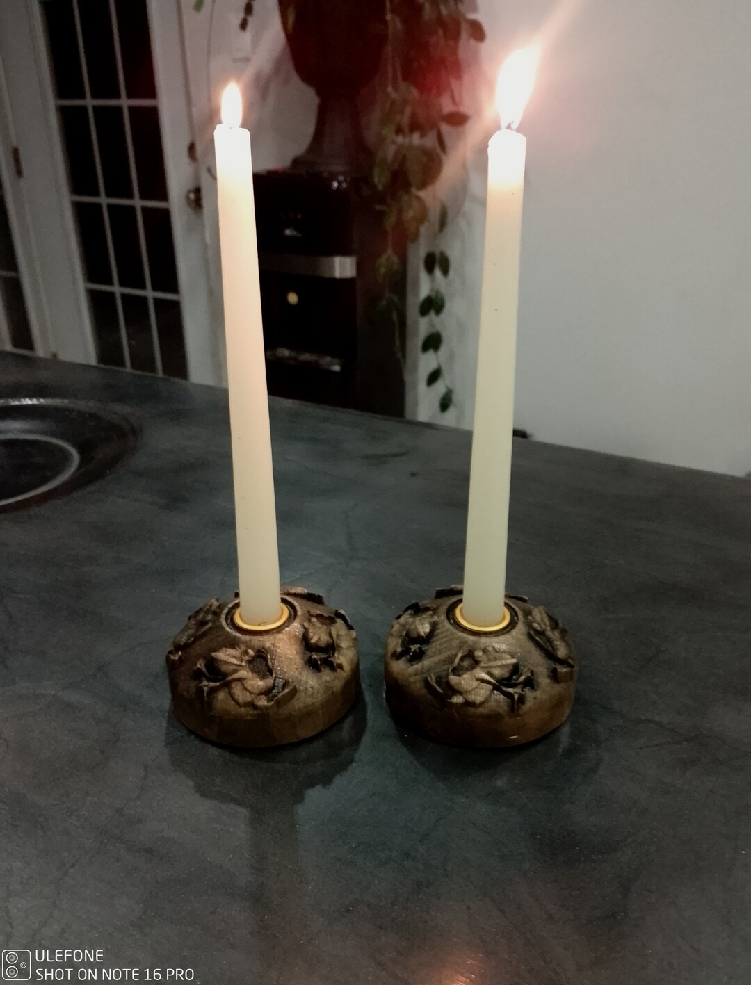 Candlestick SET OF 2 Low Stand Candlestick. Pine Wood Carved. Thing ...