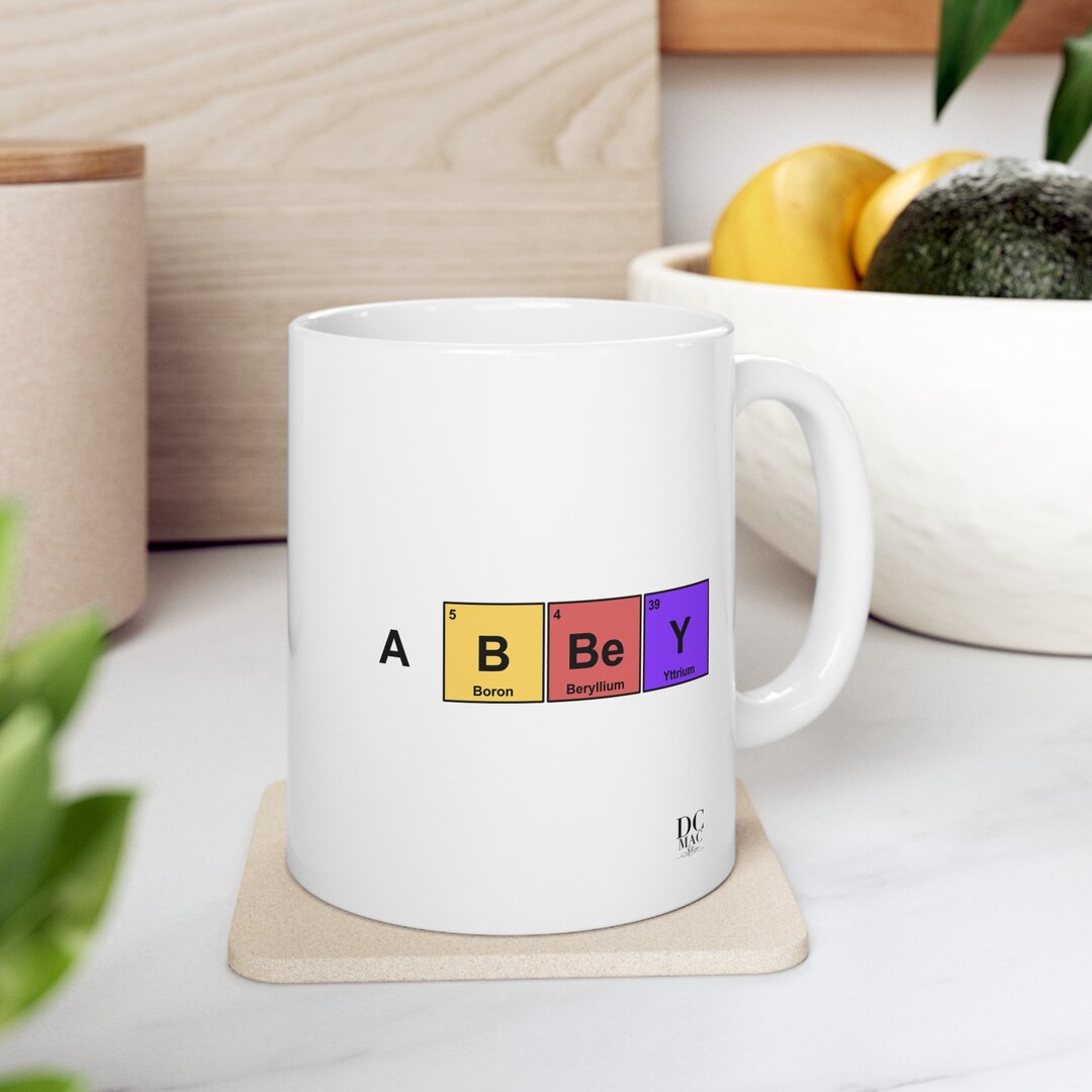 ABBEY White Ceramic 11 Oz. Mug With Periodic Table Name, Chemistry ...