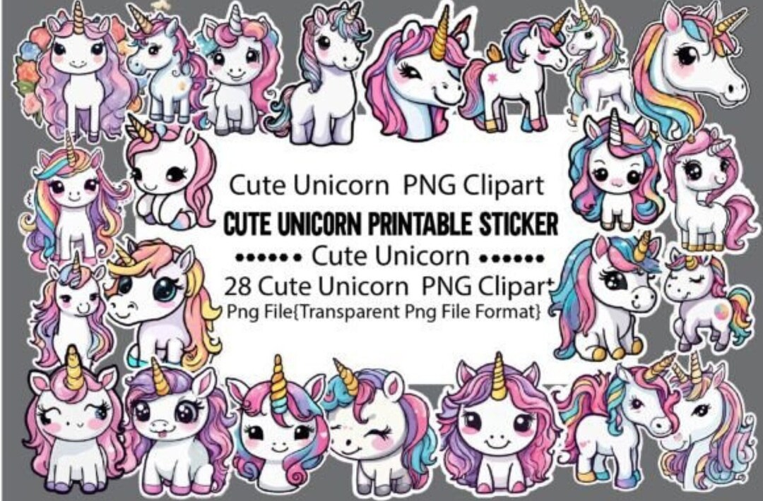 Cute Unicorn Printable Sticker,png,pdf,svg - Etsy