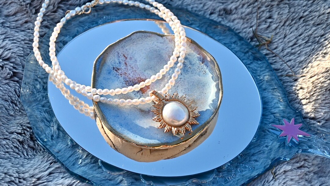 Helios Necklace/handmade Pearl Necklace/ Natural Pearl Necklace ...