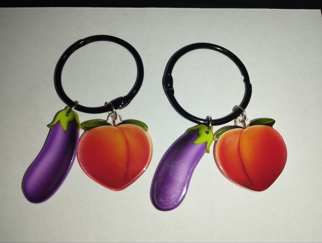 Popular Emoji Keychain/phone Charm | Peach & Eggplant Emoji | High ...