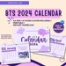 BTS 2024 CALENDAR L Printable Pdf Instant Download Purple BTS Inspired ...