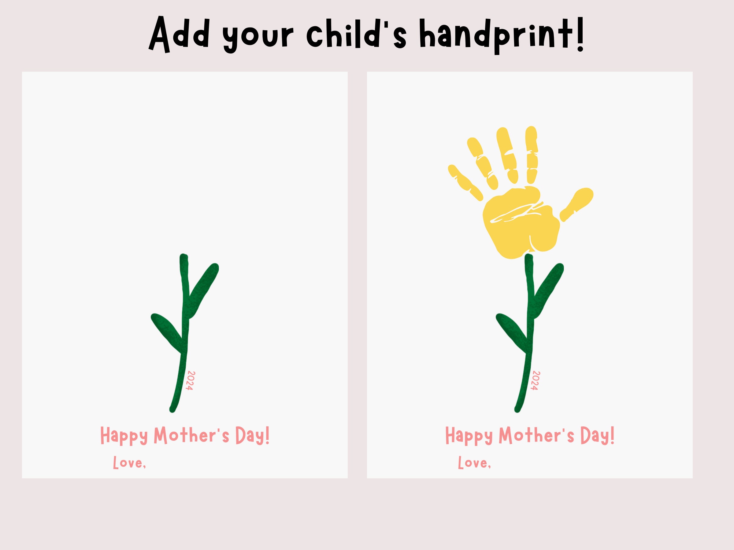 Mother's Day Flower Handprint Art Printable | Craft Keepsake Kids DIY ...
