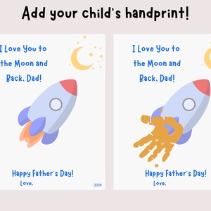 Father's Day Rocket Handprint Art Printable | I Love You to the Moon ...