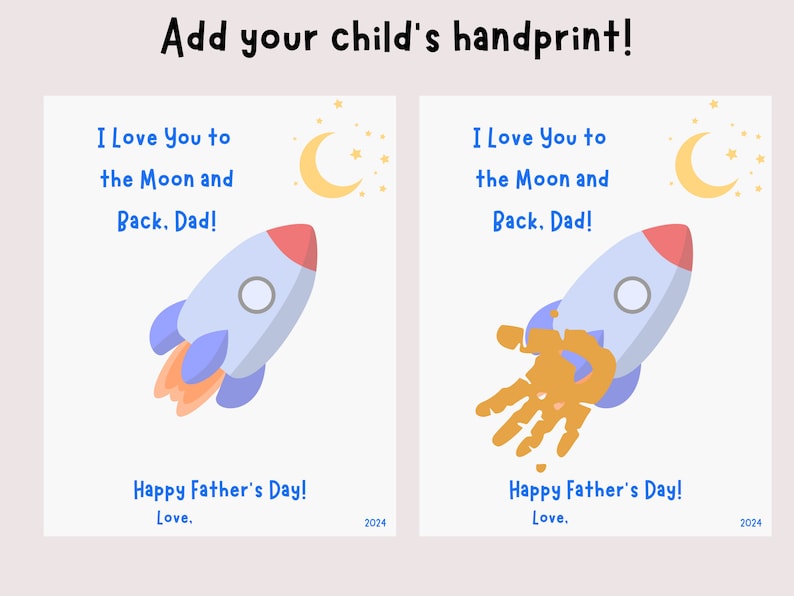 Father's Day Rocket Handprint Art Printable | I Love You to the Moon ...