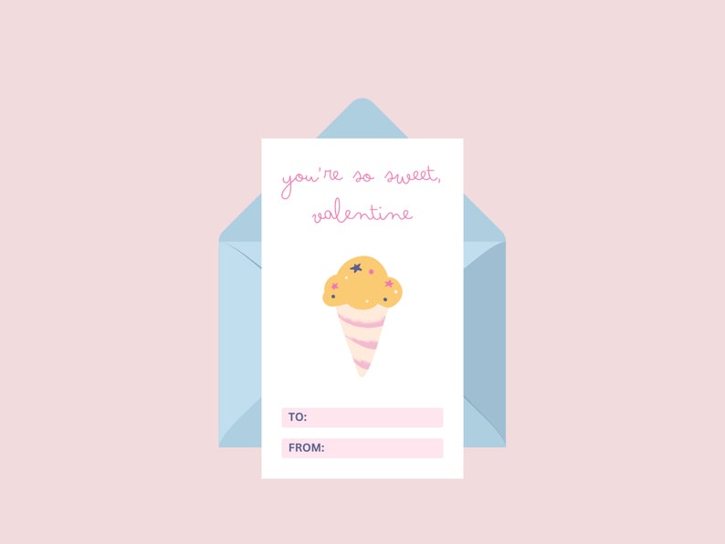 Ice Cream Printable Valentine Cards / You're so Sweet / Digital ...