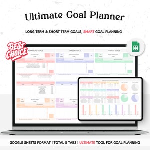 2025 Goal Setting Planner & Google Sheets Tracker | SMART Goals, Daily ...