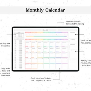 2024 - 2025 Monthly Calendar Google Sheets Task Tracker Spreadsheet ...