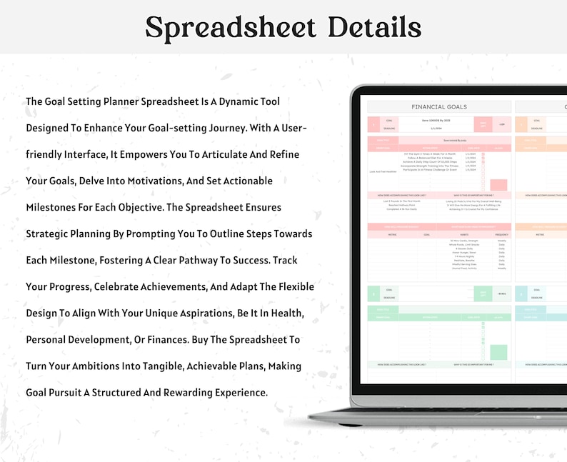 2025 Goal Setting Planner & Google Sheets Tracker | SMART Goals, Daily ...