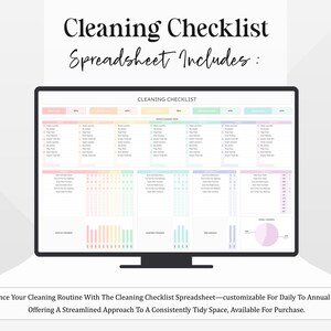 Cleaning Checklist Google Sheets, House Chores Spreadsheet, Annual ...