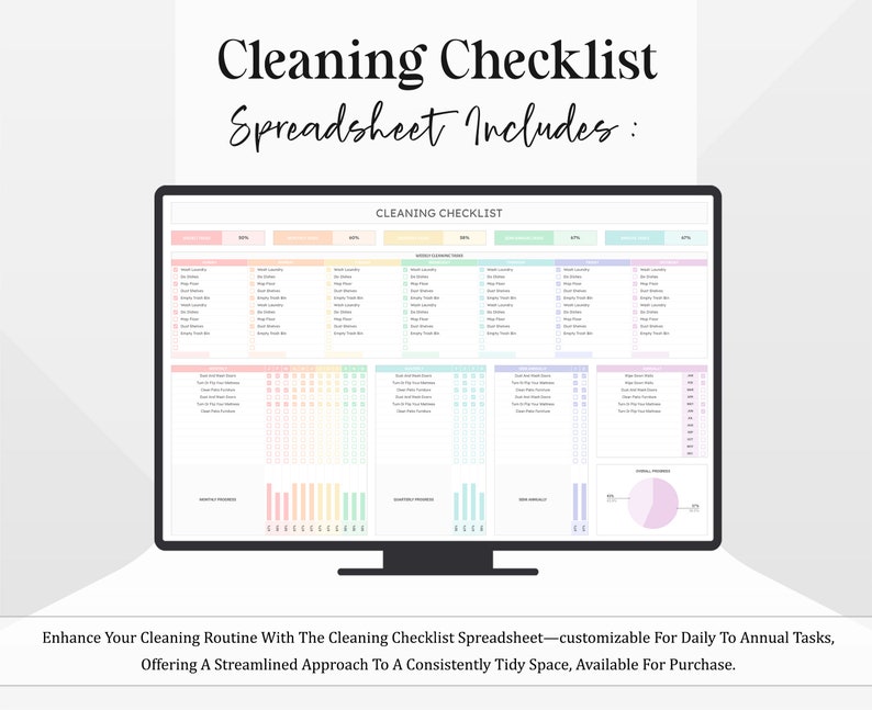 Cleaning Checklist Google Sheets, House Chores Spreadsheet, Annual ...