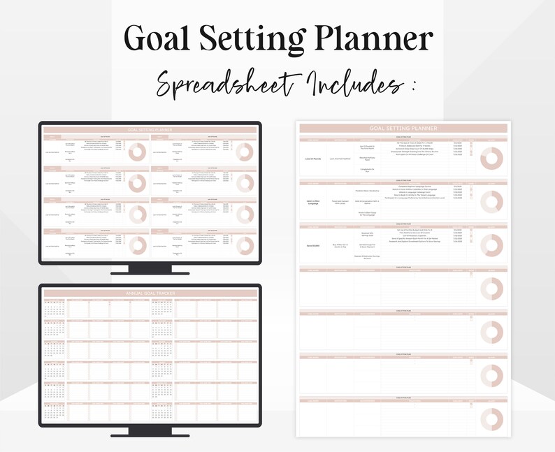 Goal Setting Planner Spreadsheet Google Sheets and Productivity Tracker ...