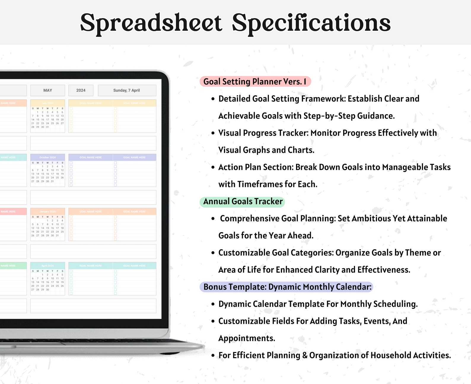2025 Goal & Habit Planner Google Sheet Tracker, Long Term SMART Goals ...