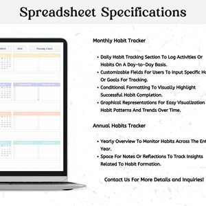 Daily Habit Tracker Spreadsheet Google Sheets Template, Daily Weekly ...