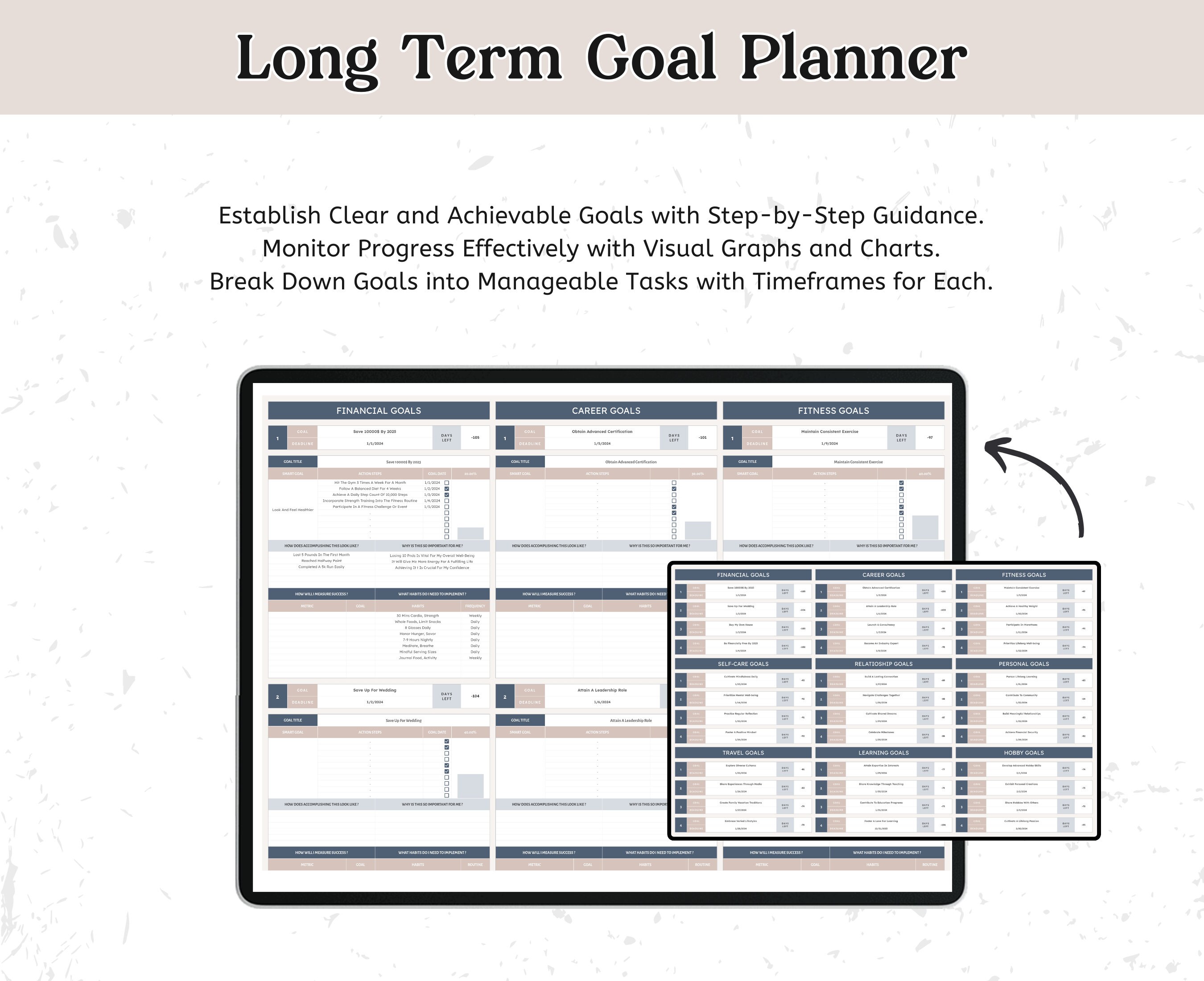 2024 Goal Setting Planner Google Sheets Spreadsheet, SMART Annual Goals ...