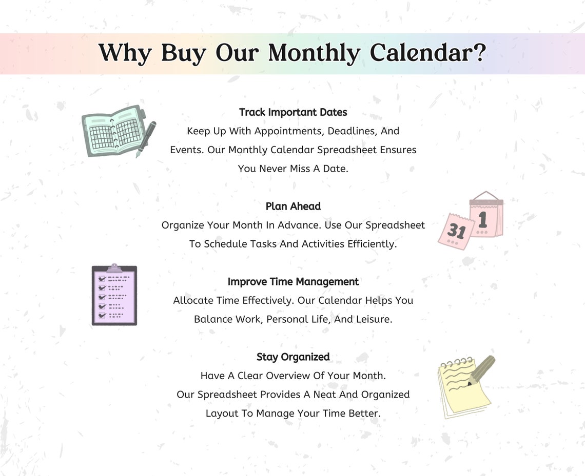 2024 - 2025 Monthly Calendar Google Sheets Task Tracker Spreadsheet ...