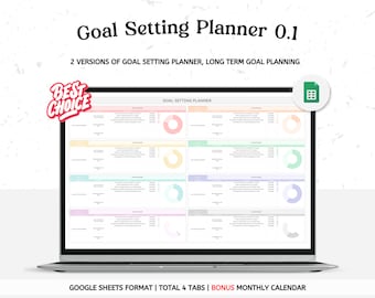 Goal Setting Planner Spreadsheet, Editable Productivity Tracker ...