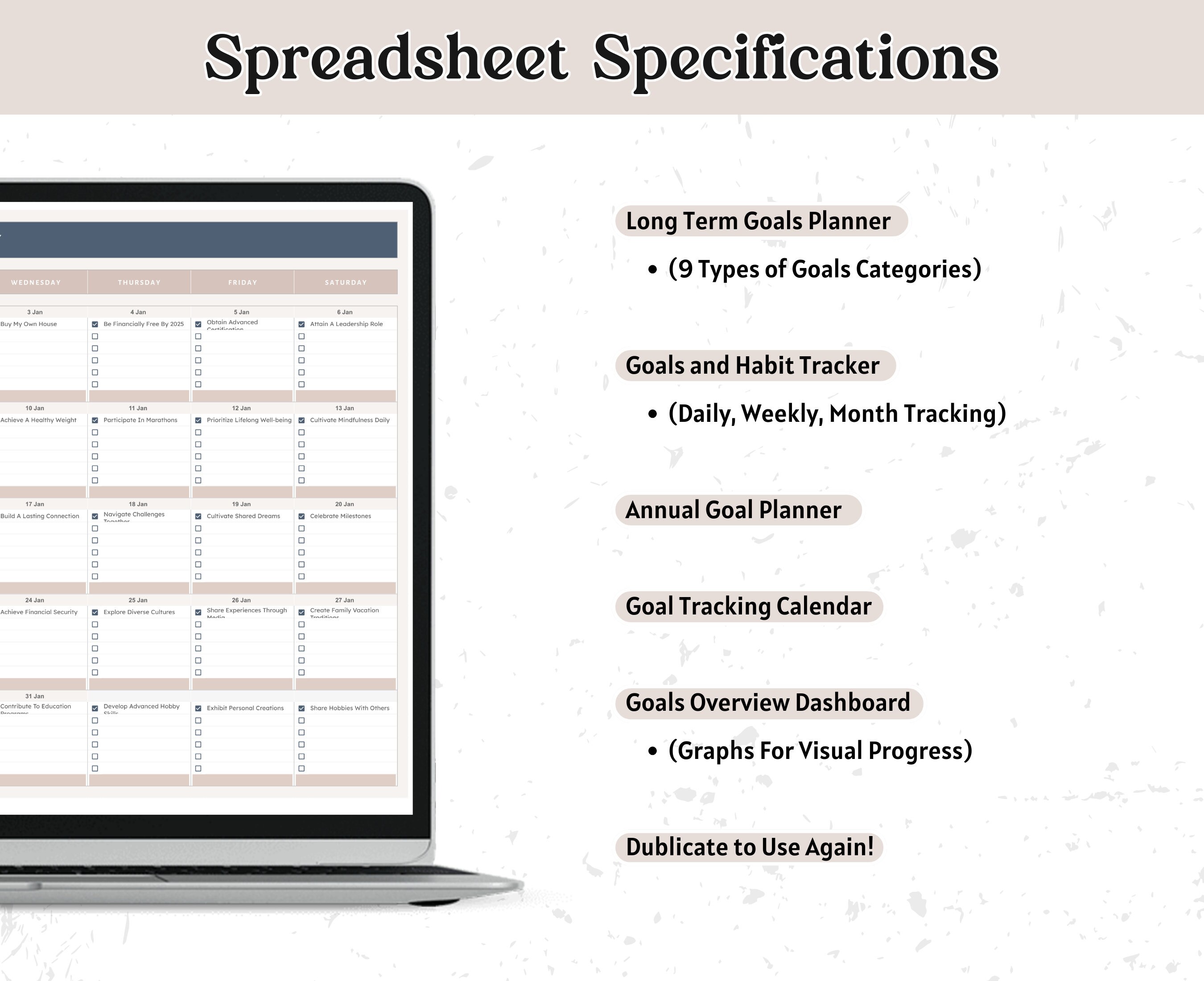 2024 Goal Setting Planner Google Sheets Spreadsheet, SMART Annual Goals ...