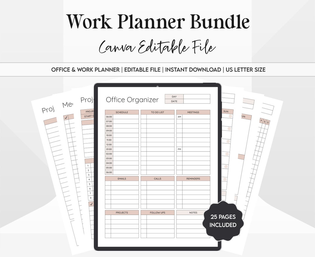 Work Bundle Editable and Printable, Office Organizer Planner, to Do ...