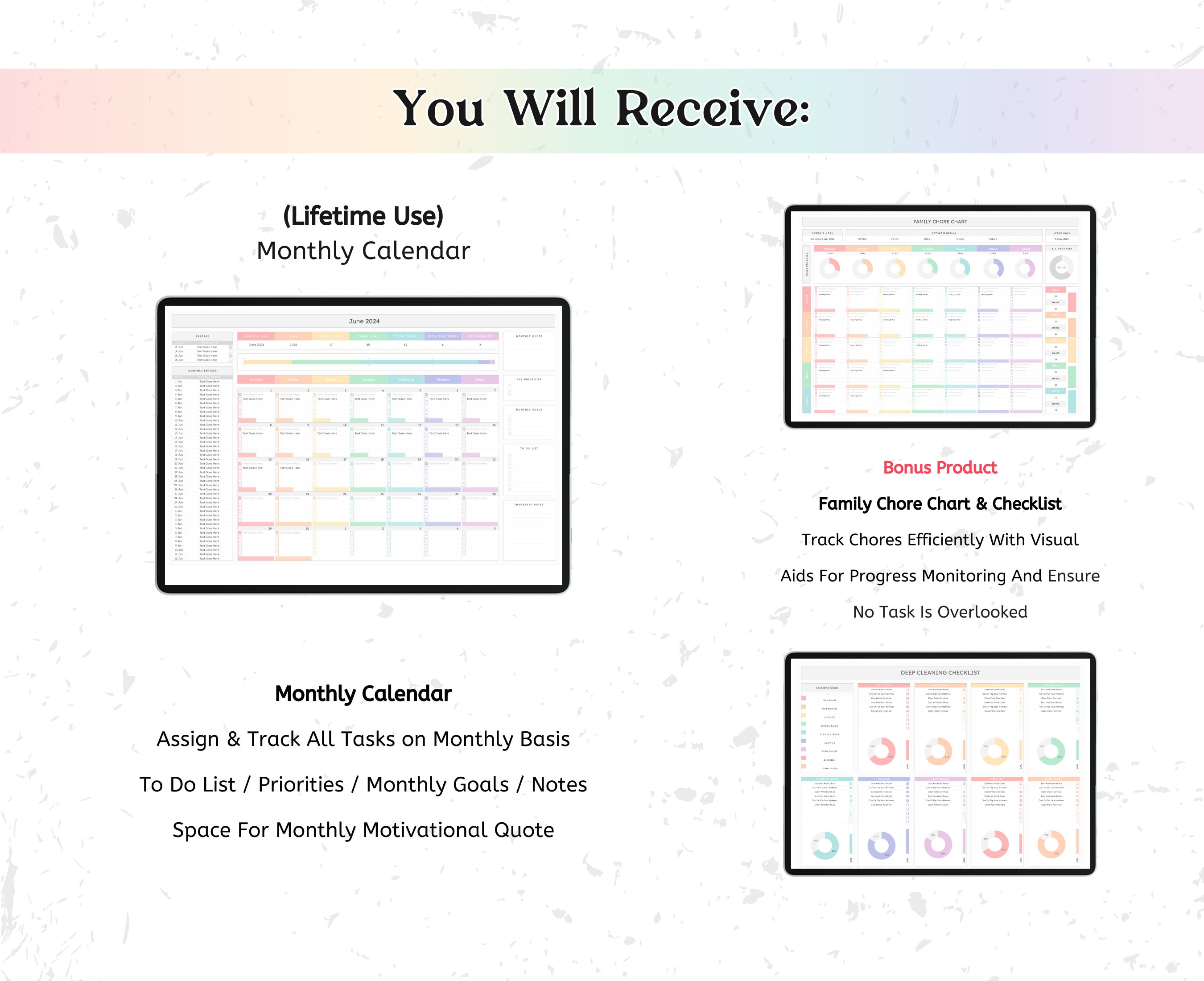2024 - 2025 Monthly Calendar Google Sheets Task Tracker Spreadsheet ...