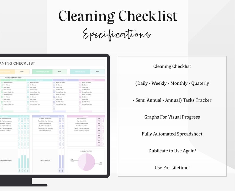 Cleaning Checklist Google Sheets, House Chores Spreadsheet, Annual ...