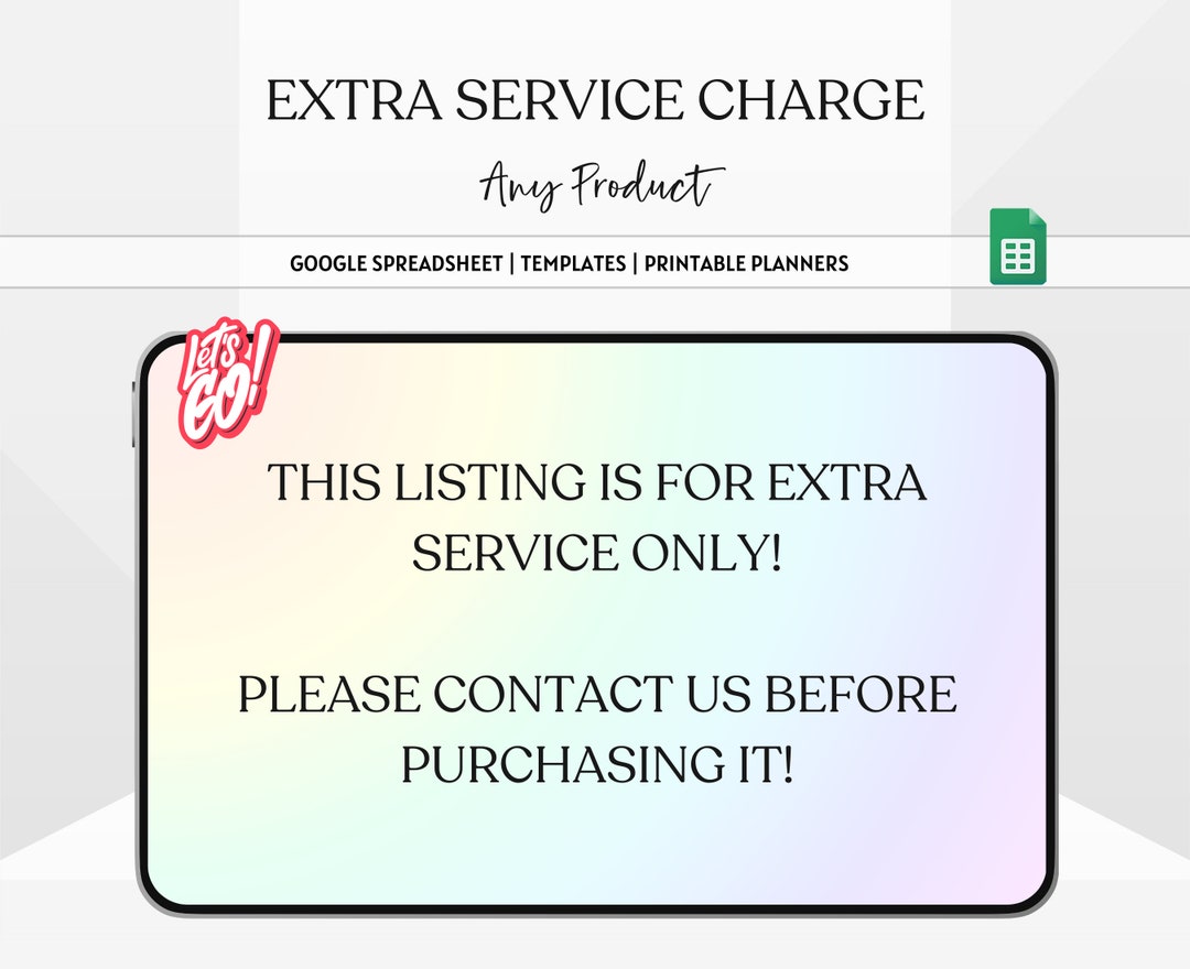 Extra Service Charge, Custom Product, Message Us Before Purchasing This ...