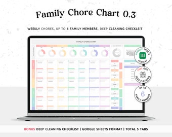 Family Chore Chart Google Sheets, House Cleaning Checklist Spreadsheet ...