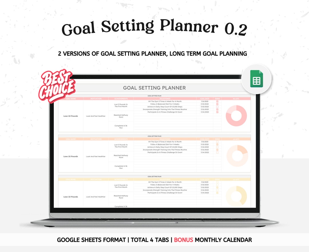 2025 Goal Planner Google Sheets Tracker | Long Term SMART Habit ...